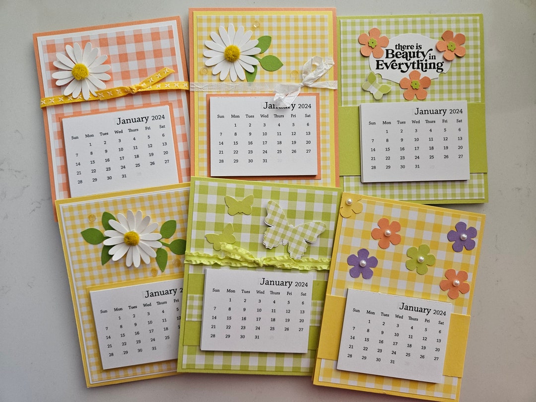 Yellow, Orange and Green Gingham Easel Calendar 2024 Handmade Stampin ...