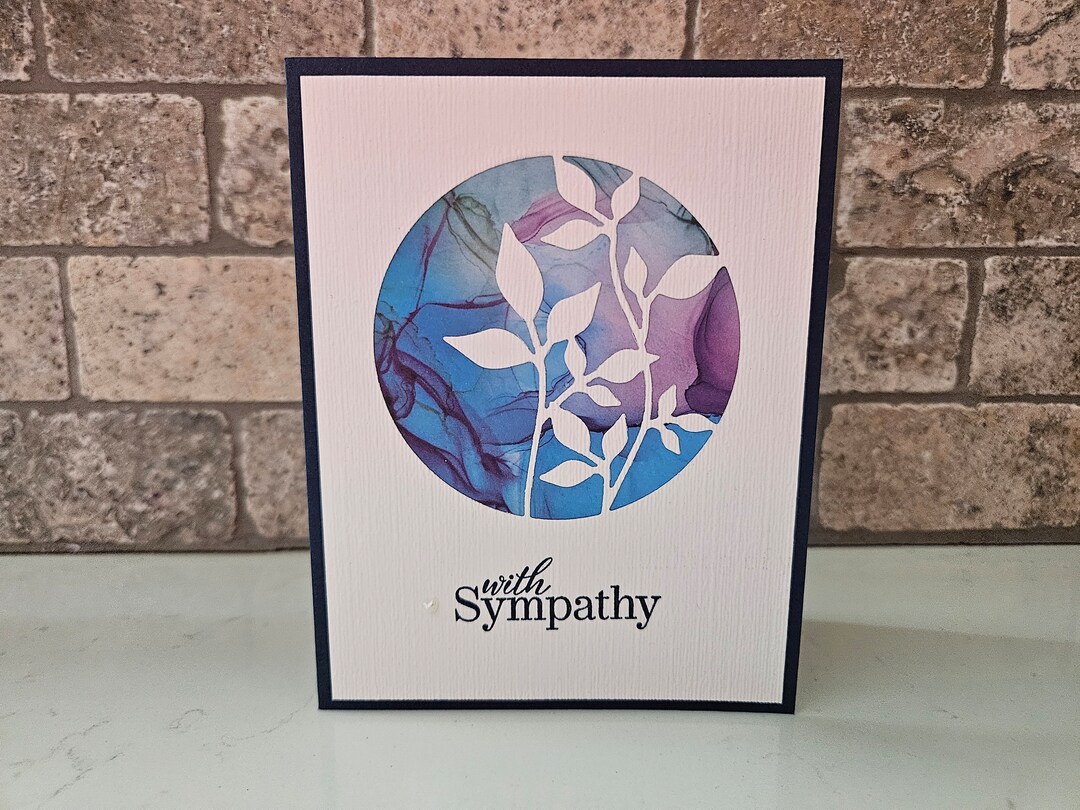 Leaf and Watercolor Blue Sympathy Card - Handmade - Etsy