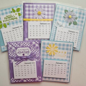 Blue and Purple Gingham Easel Calendar 2024 Handmade Stampin Up - Etsy