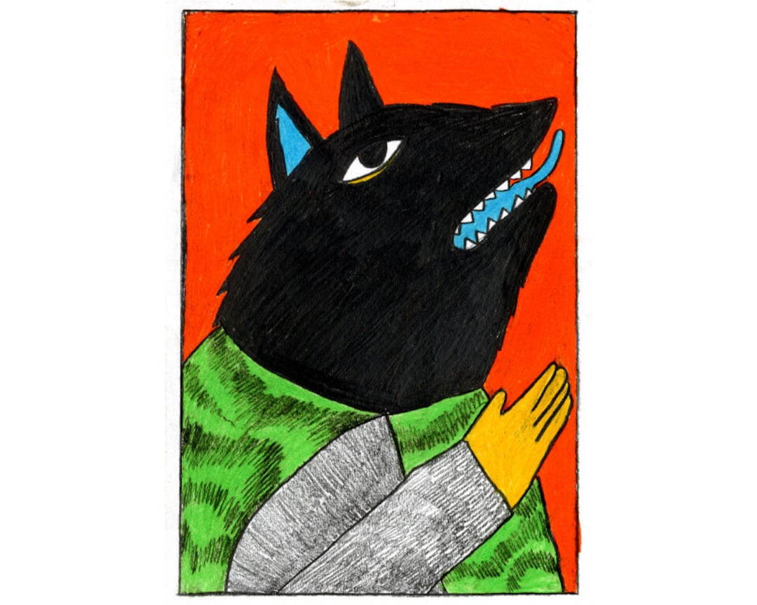 Original Wolf Illustration on Thick A4 Matte Paper, Art, Illustration ...