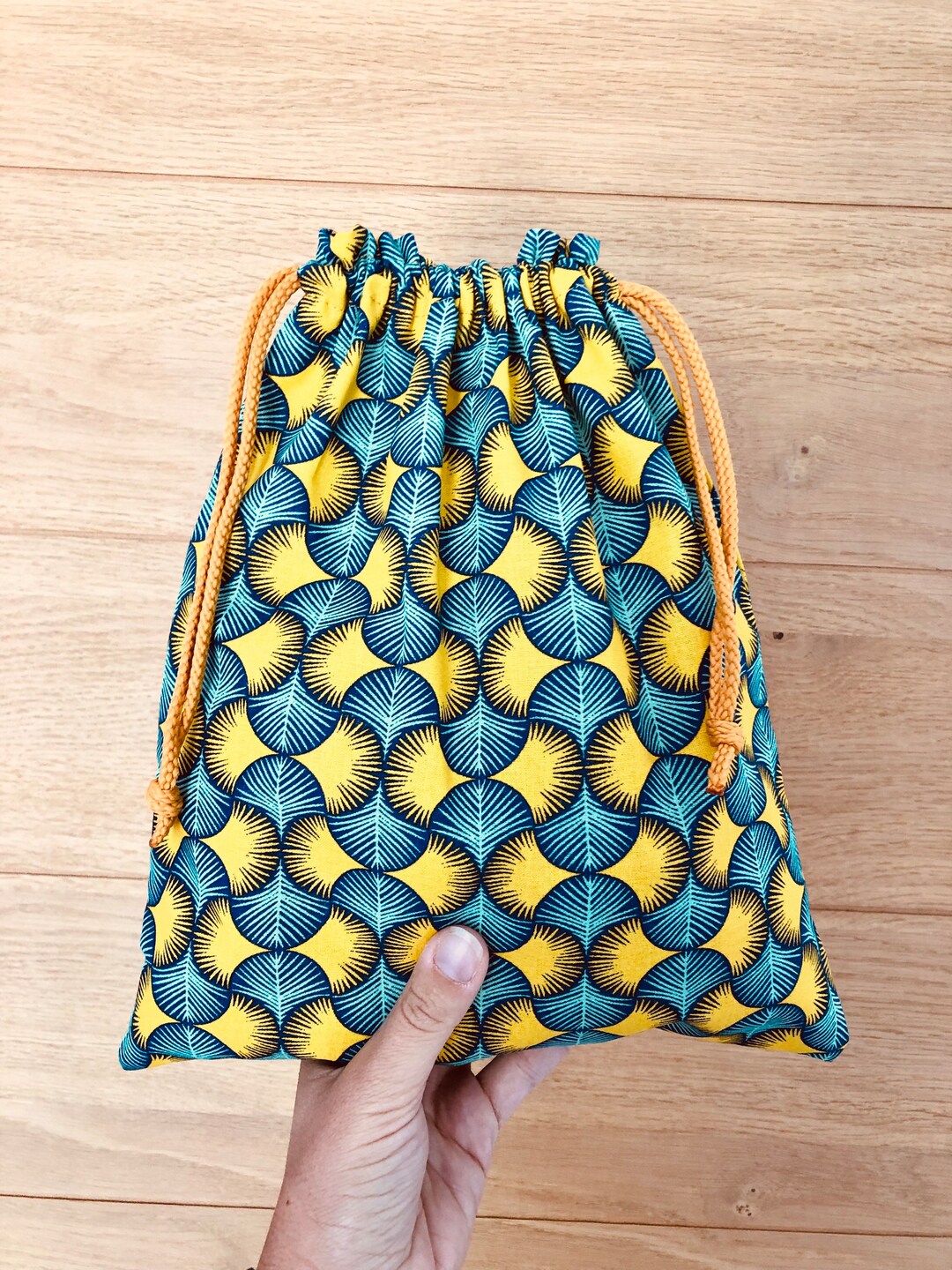 Slide Bag, Pouch, Tote Bag, Bulk Bag Blue Green and Yellow Wax Printed ...