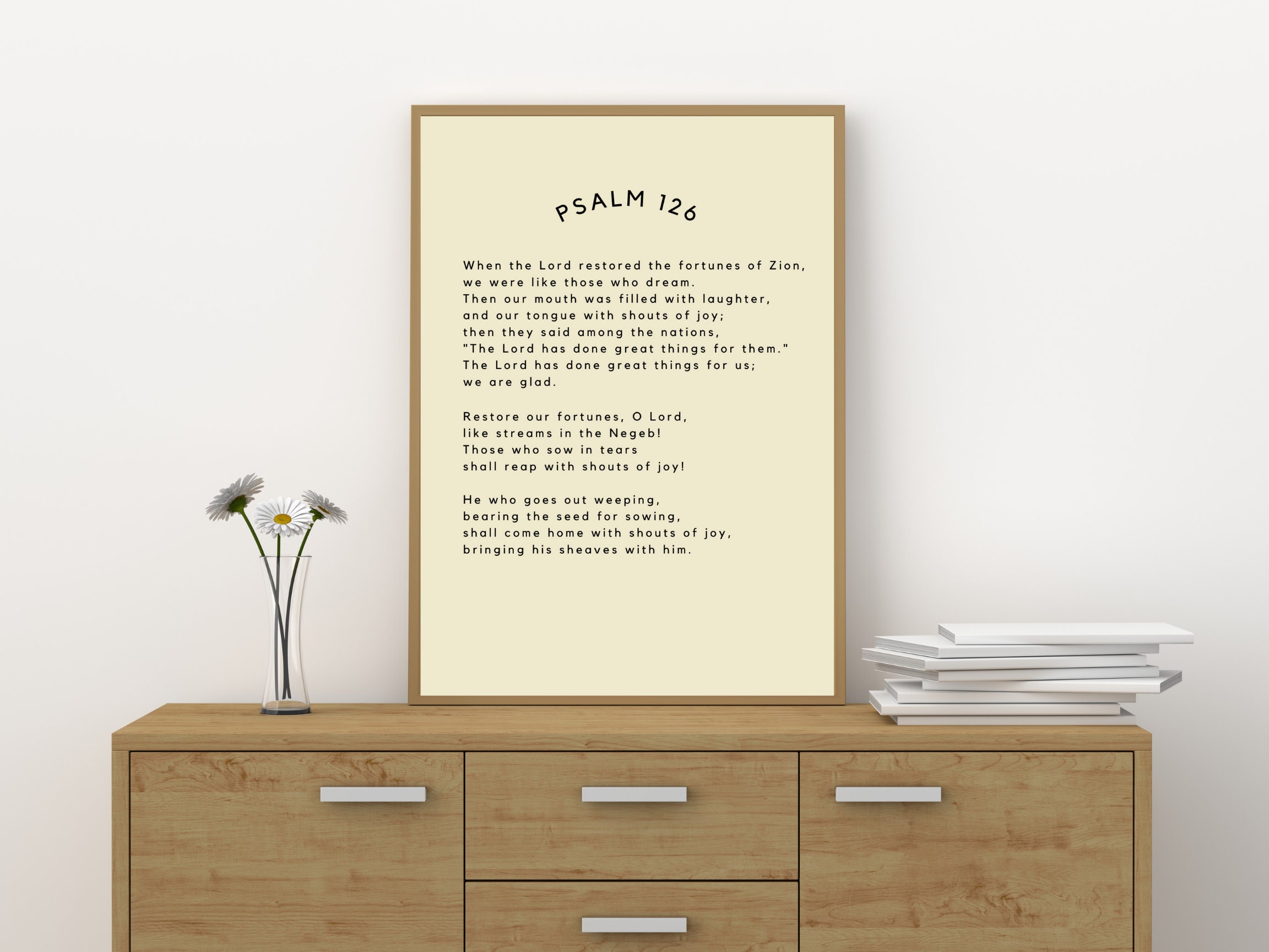 Psalm 126 Minimalist Bible Verse Print | White Cream | Scripture Wall ...