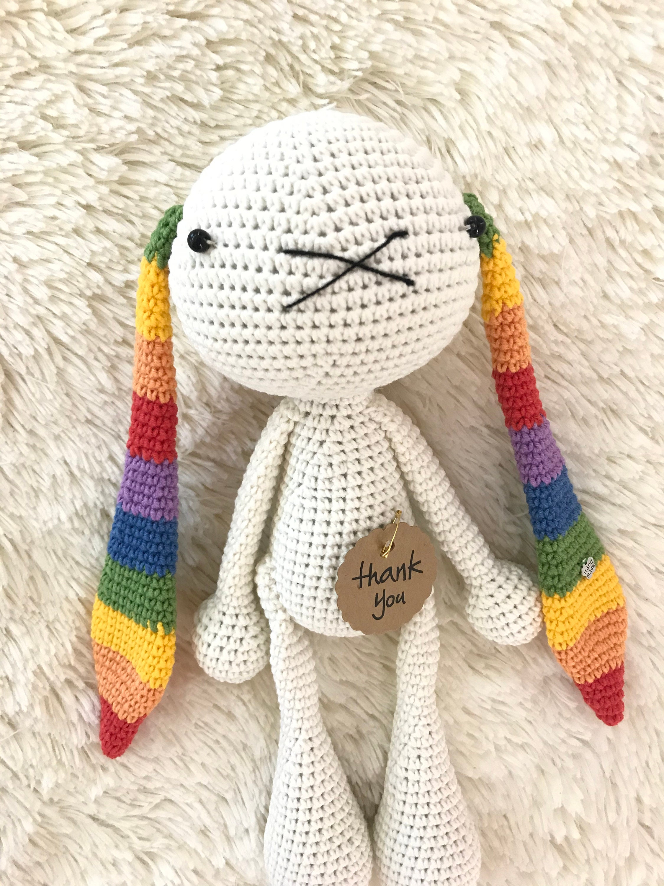 Art & Collectibles LGBT Rainbow rabbit crochet doll amigurumi rabbit ...