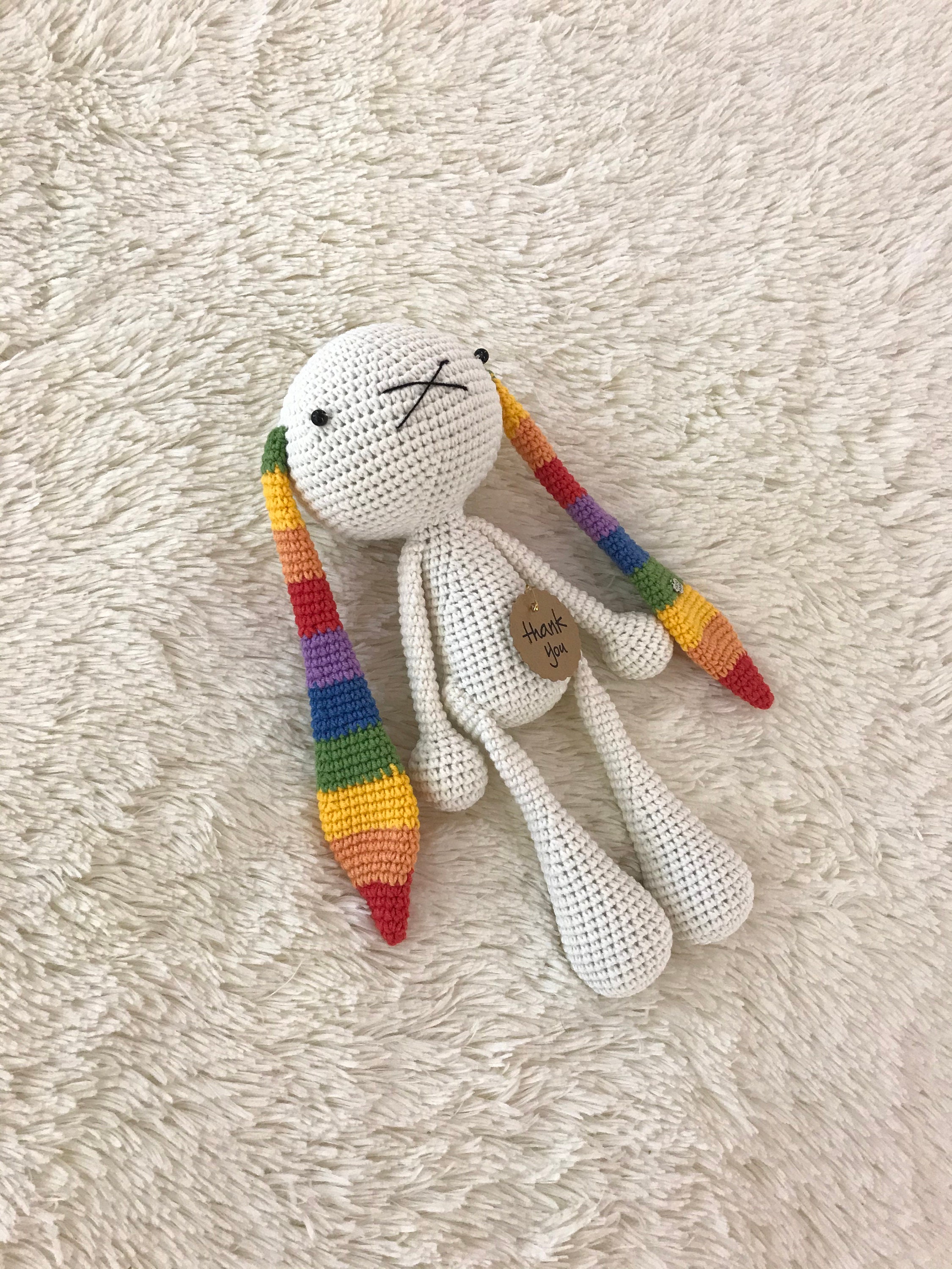 Art & Collectibles LGBT Rainbow rabbit crochet doll amigurumi rabbit ...