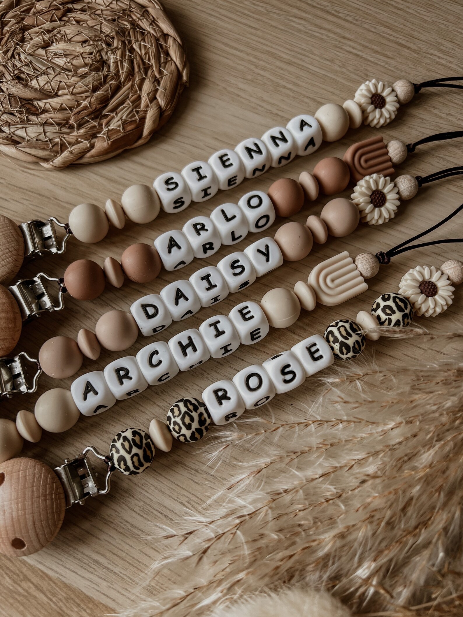 DAISY RAINBOW Personalised Dummy Clip Pacifier Clipsilicone - Etsy UK