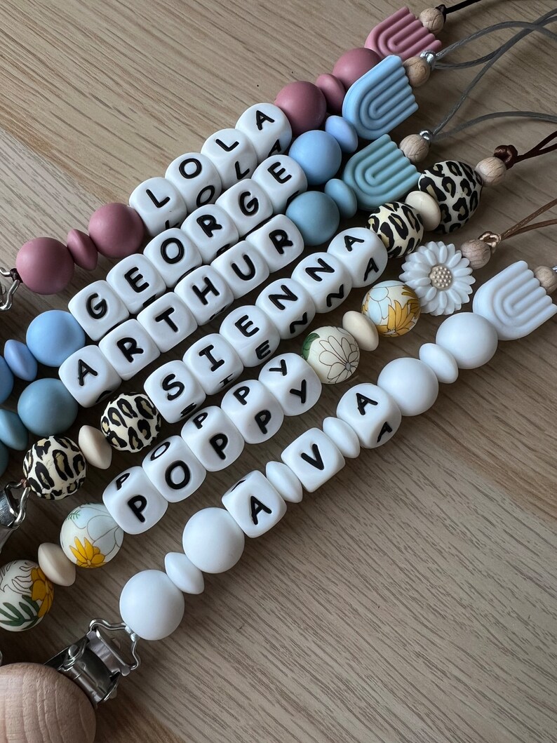 DAISY RAINBOW Personalised Dummy Clip Pacifier Clipsilicone - Etsy