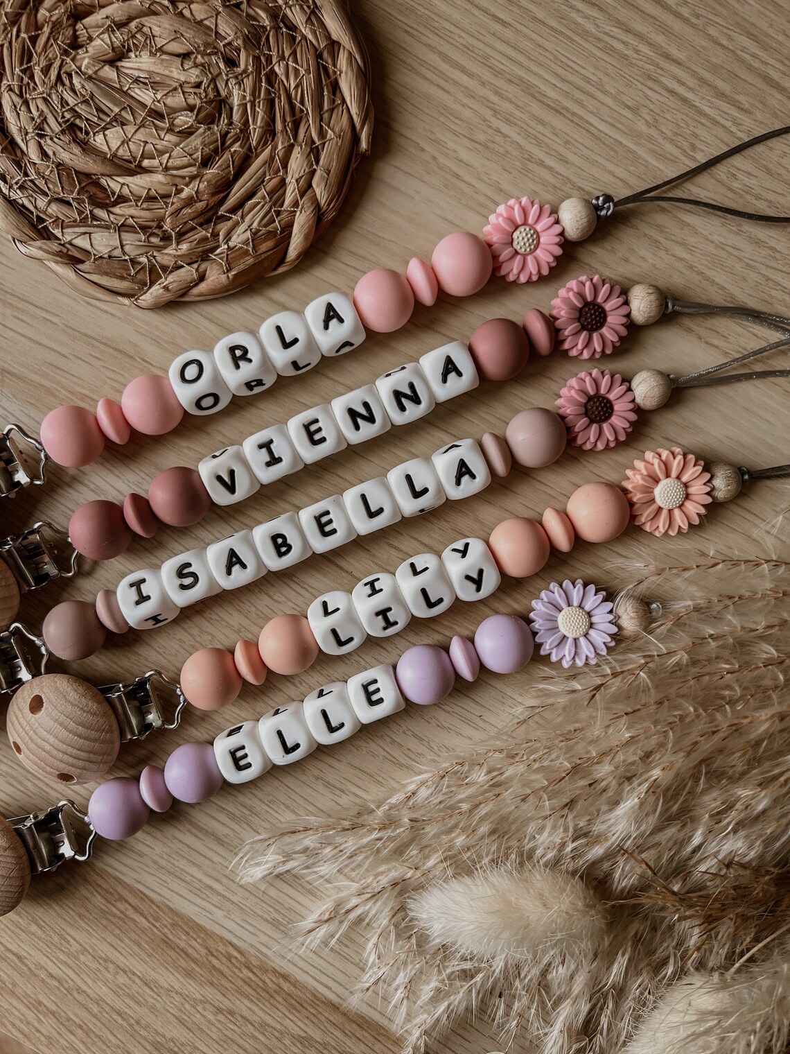 DAISY RAINBOW Personalised Dummy Clip Pacifier Clipsilicone - Etsy