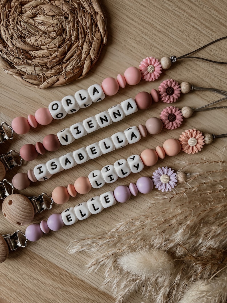 DAISY RAINBOW Personalised Dummy Clip Pacifier Clipsilicone - Etsy
