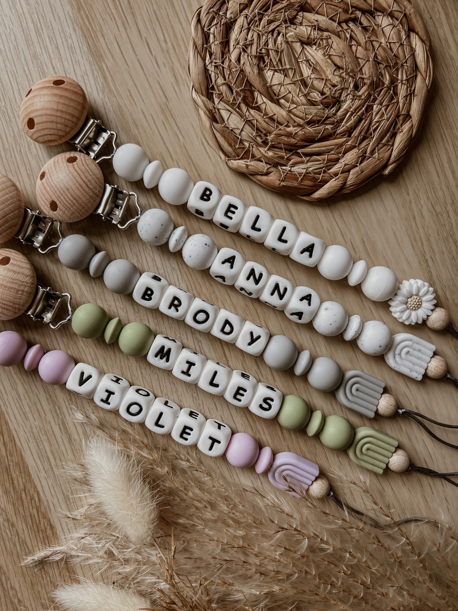 DAISY RAINBOW Personalised Dummy Clip Pacifier Clipsilicone - Etsy UK