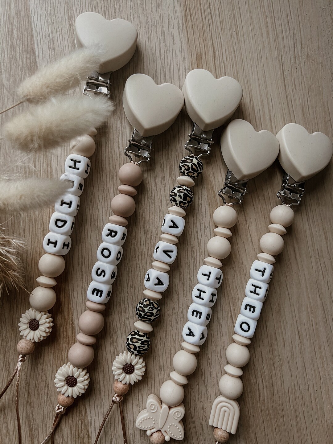 Personalized Dummy Clip: Daisy Rainbow Pacifier Chain - Etsy UK