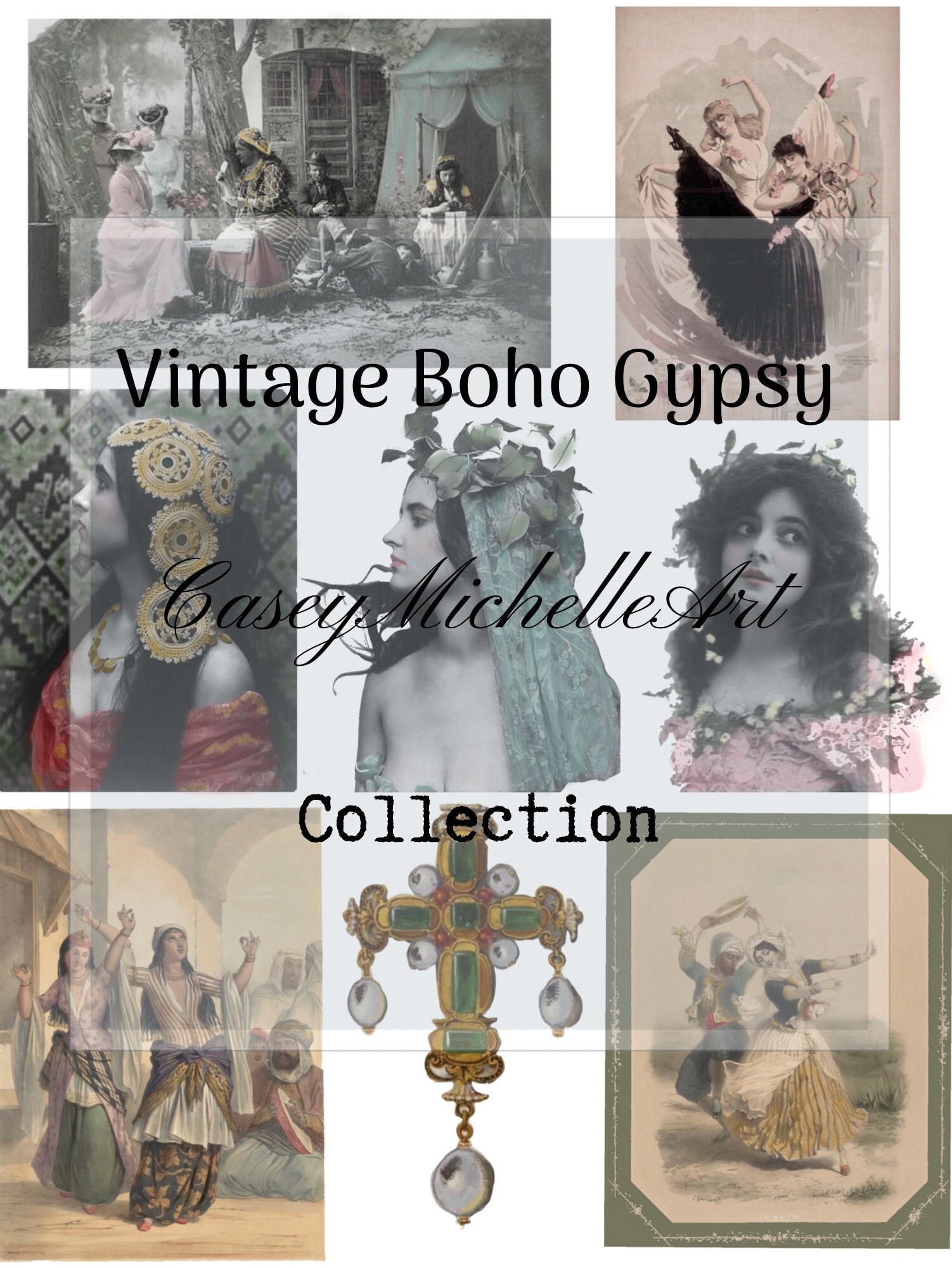 Gypsy Vintage Papers and Postcards for Scrapbooks, Journals and Paper ...