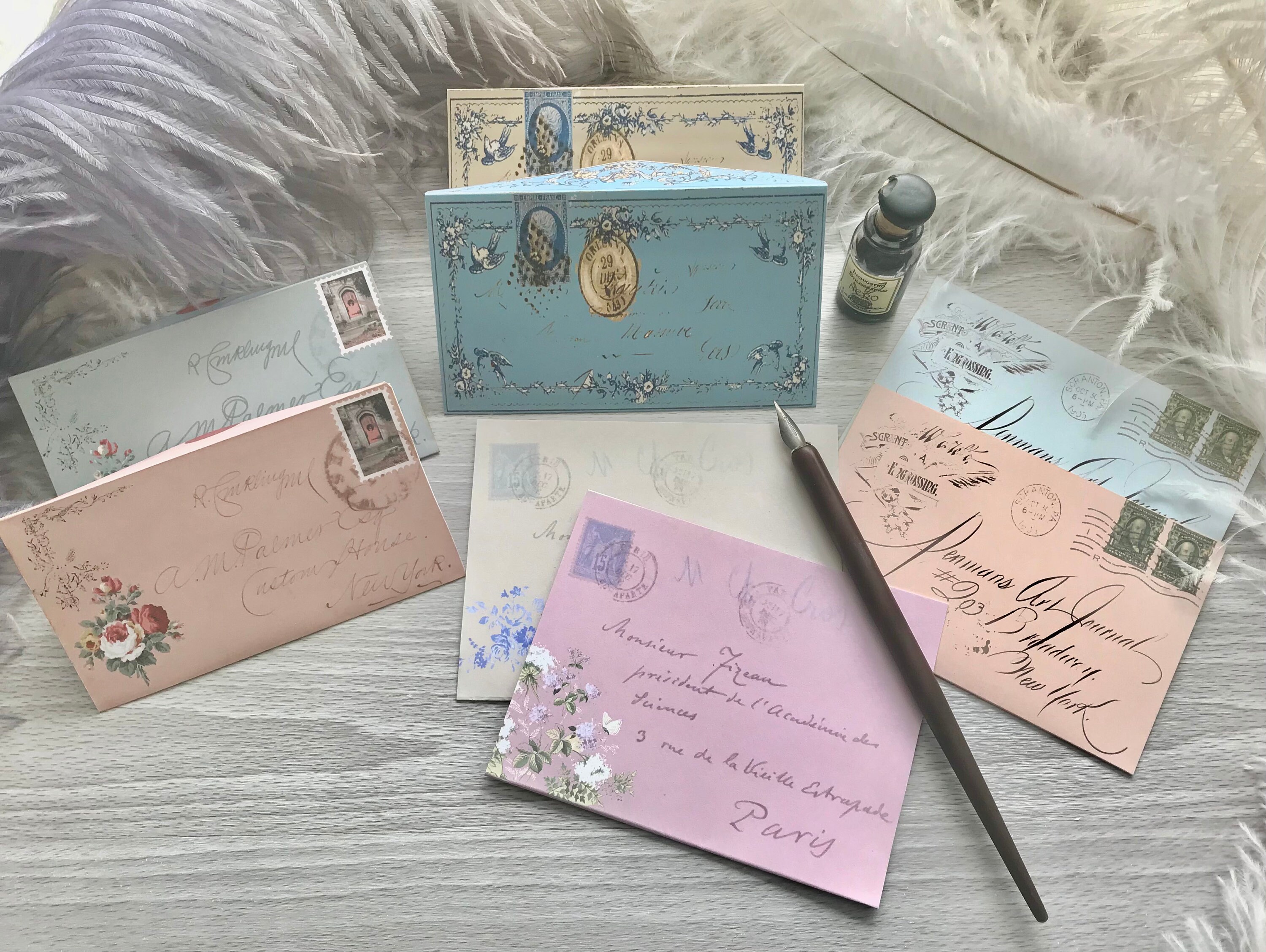 French Envelope Vintage Templates for Journals, Scrapbooks and Paper ...