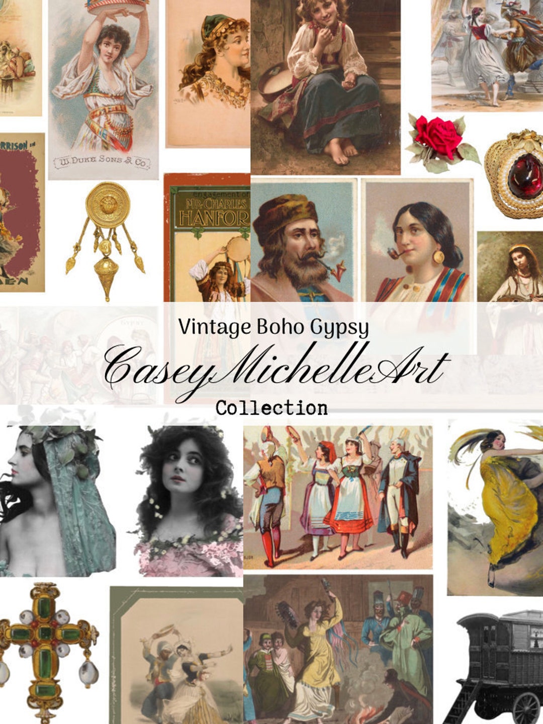 Gypsy Vintage Papers and Postcards for Scrapbooks, Journals and Paper ...
