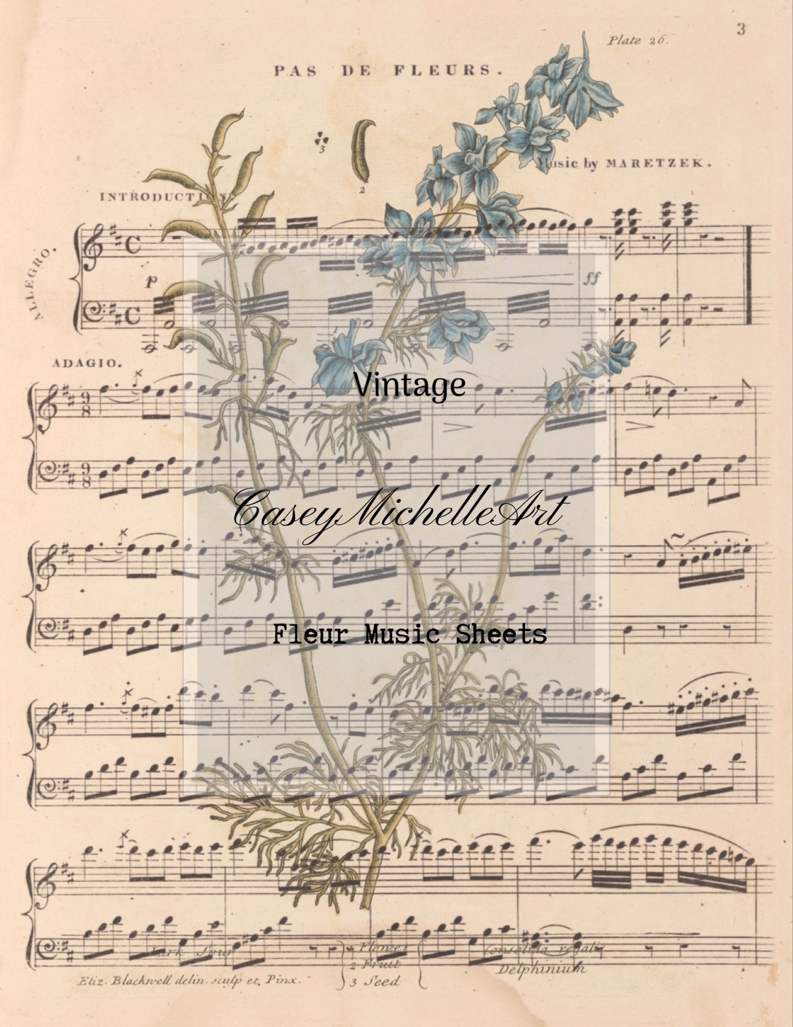 Music Sheets With Flowers Vintage for Journals, Scrapbooks and Paper ...