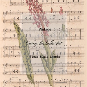 Music Sheets With Flowers Vintage for Journals, Scrapbooks and Paper ...