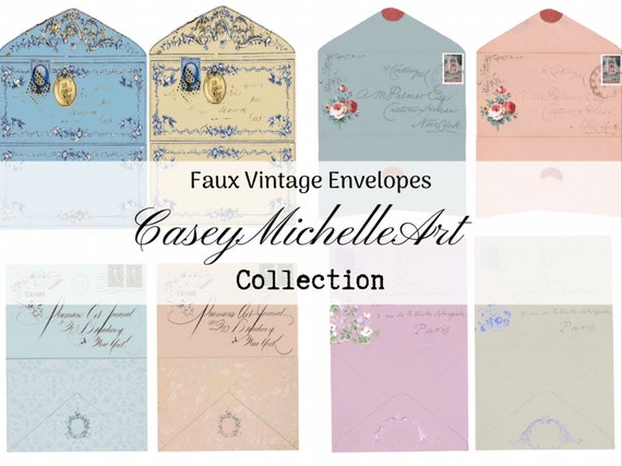 French Envelope Vintage Templates for Journals Scrapbooks and - Etsy