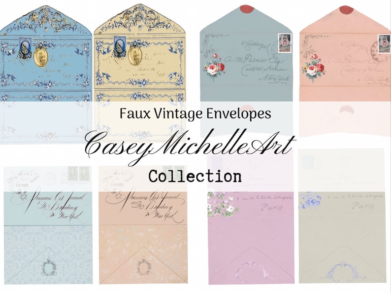 French Envelope Vintage Templates for Journals, Scrapbooks and Paper ...