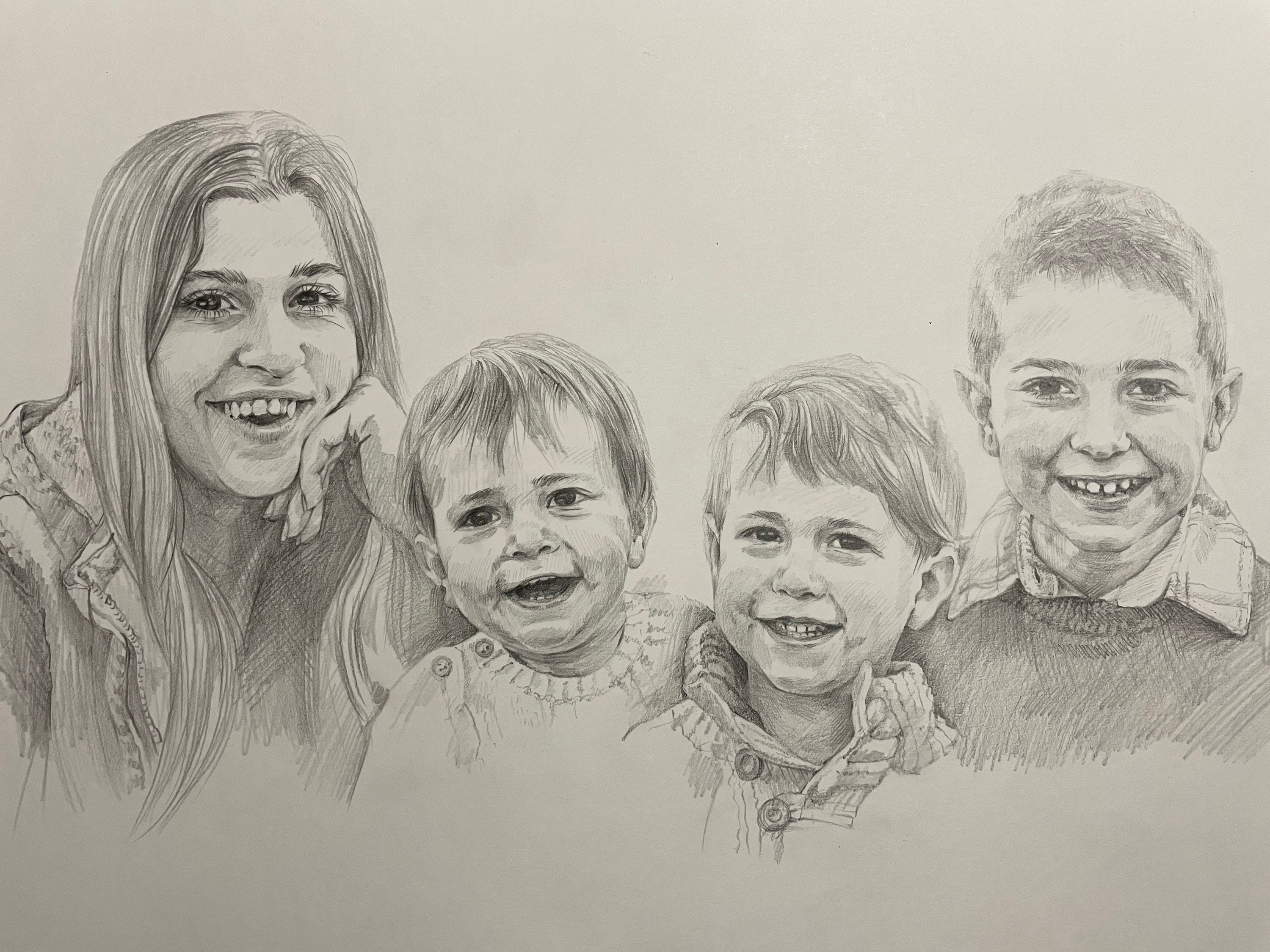 Custom Pencil Portrait Handmade Pencil Drawing From Your Photo