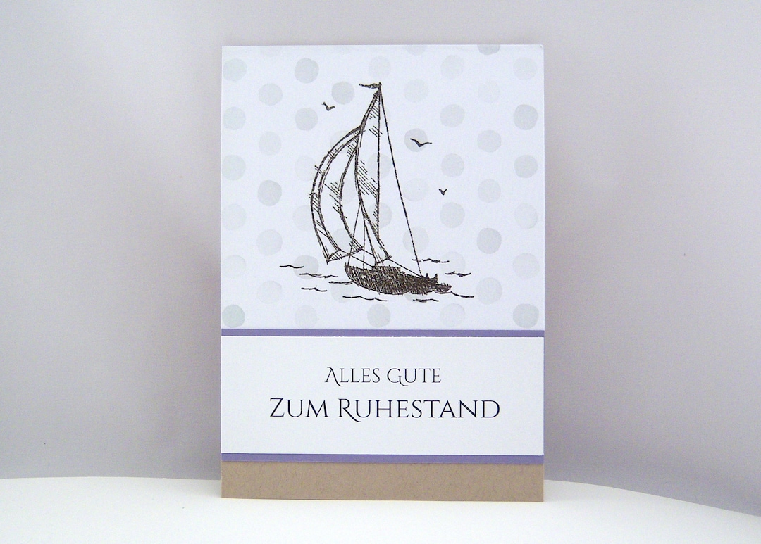 Grußkarte -Ruhestand Schiff- Punkte weiß Segelschiff handgemacht - Etsy.de