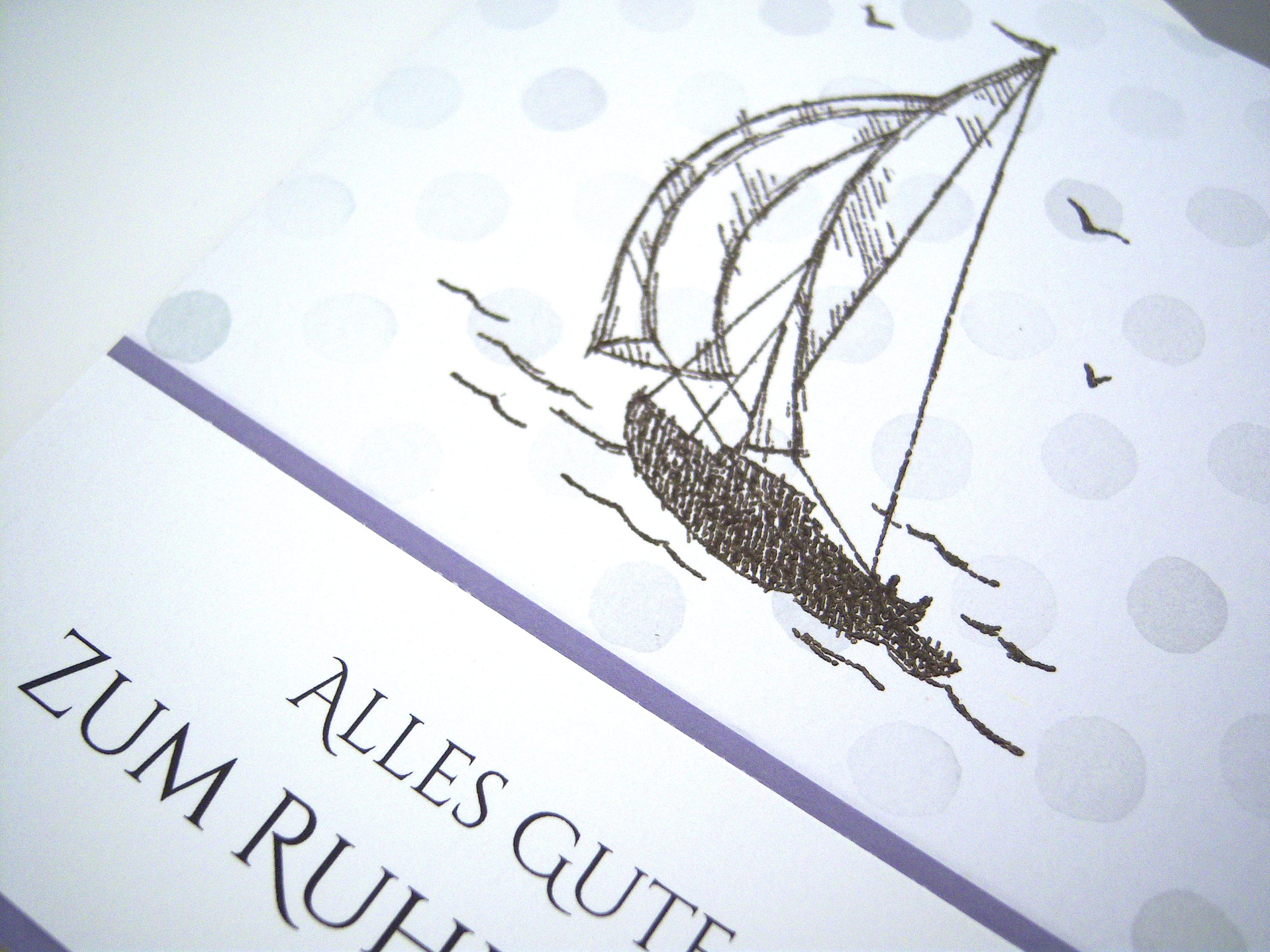 Grußkarte Ruhestand Schiff Punkte weiß Segelschiff - Etsy