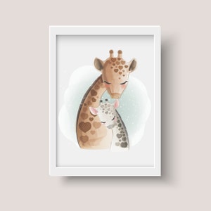 Mother and Baby Giraffe Print | Etsy