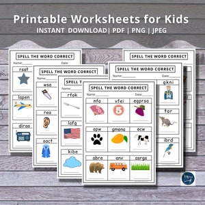 Spell the Word Correct Spelling Practice Printable Worksheets for Kids ...