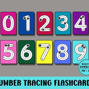 Numbers Tracing Flashcards, 0-9 Number Tracing, Number Flashcards, Home ...