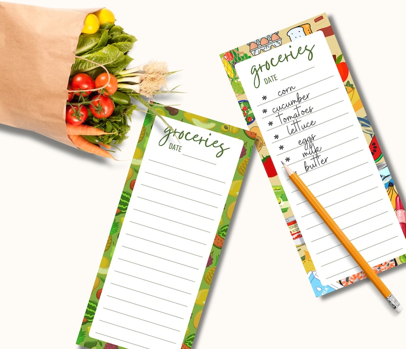 Printable Grocery Notepad DIY Notepad Grocery List Notepad Grocery ...