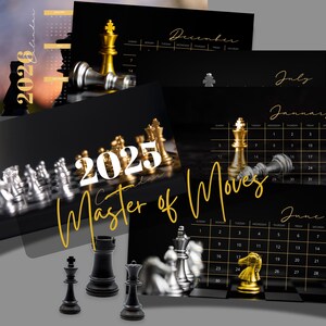 Printable 2025 Monthly Calendar Chess Theme Desk Calendar Monthly ...