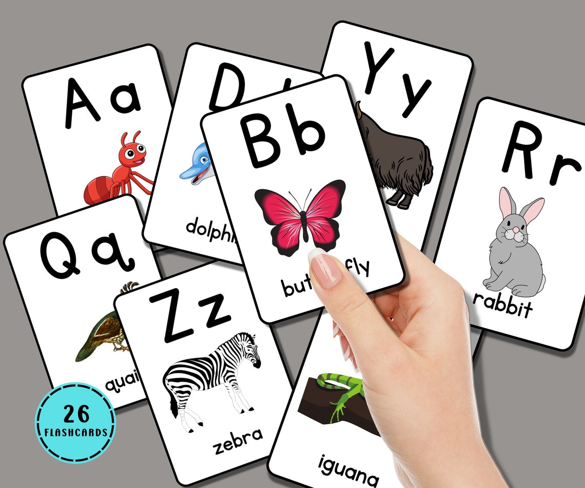 Alphabet Flashcards, ABC Printable Picture Flashcards, Printable ...