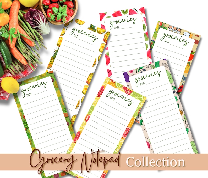 Printable Grocery Notepad DIY Notepad Grocery List Notepad Grocery ...