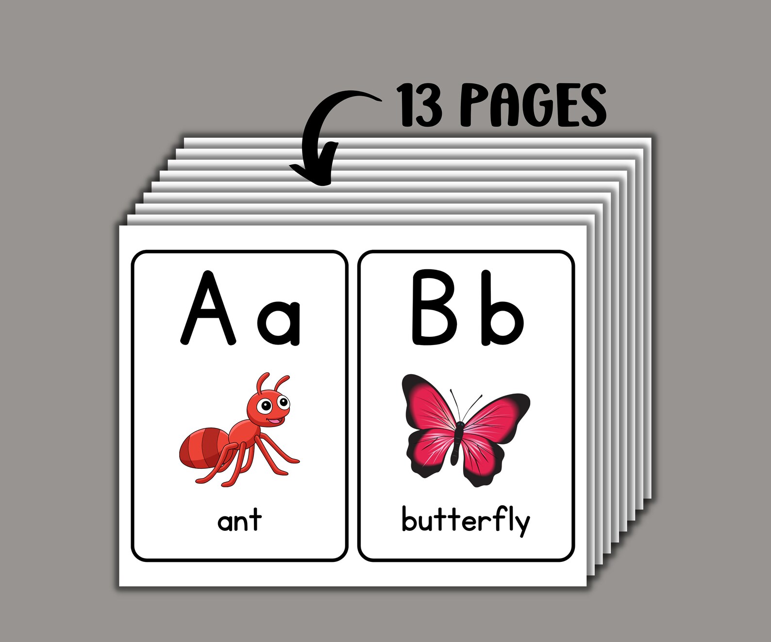 Alphabet Flashcards, ABC Printable Picture Flashcards, Printable ...