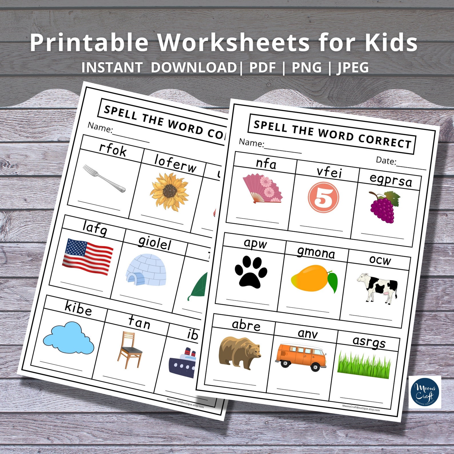 Spell the Word Correct Spelling Practice Printable Worksheets for Kids ...