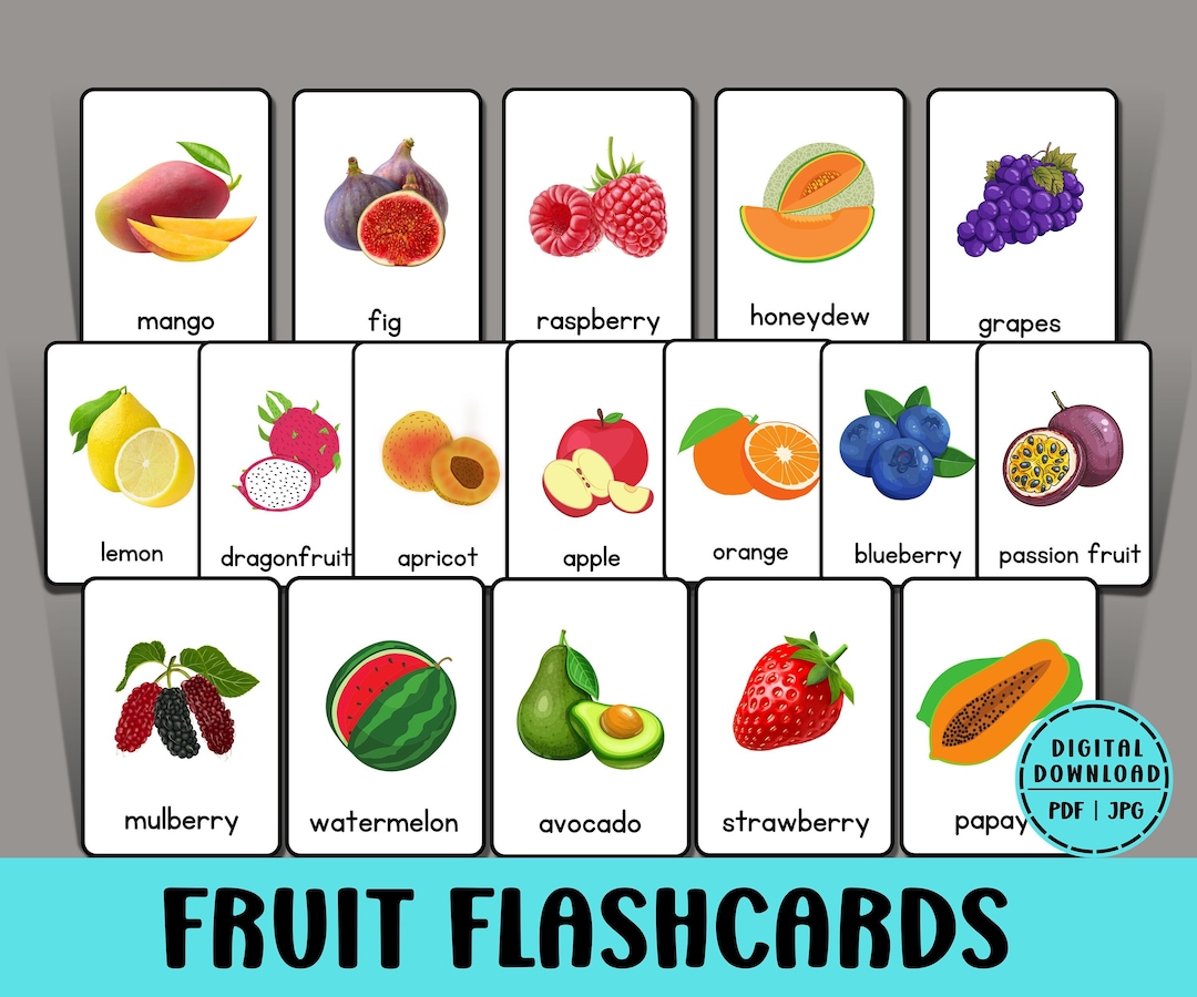 Printable Fruit Flashcards, Printable Flashcards, Fruits Flashcards ...