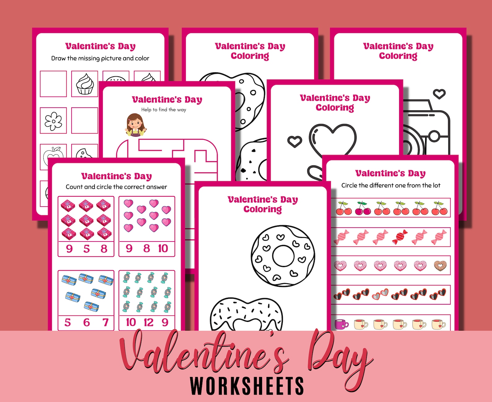Valentine's Day Preschool Worksheets, Kids Valentine's Day Activity ...
