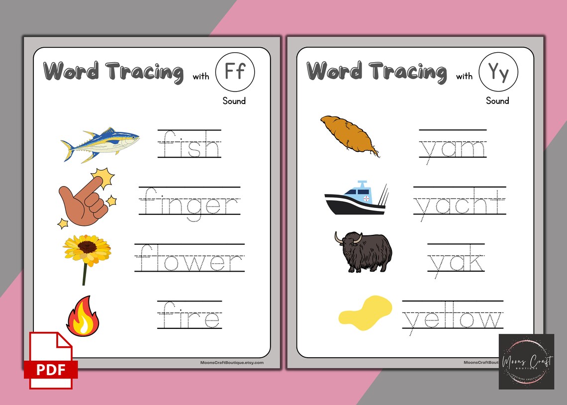 A to Z Alphabet Word Tracing Worksheets for Preschoolers and Elementary ...