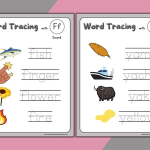 A to Z Alphabet Word Tracing Worksheets for Preschoolers and Elementary ...