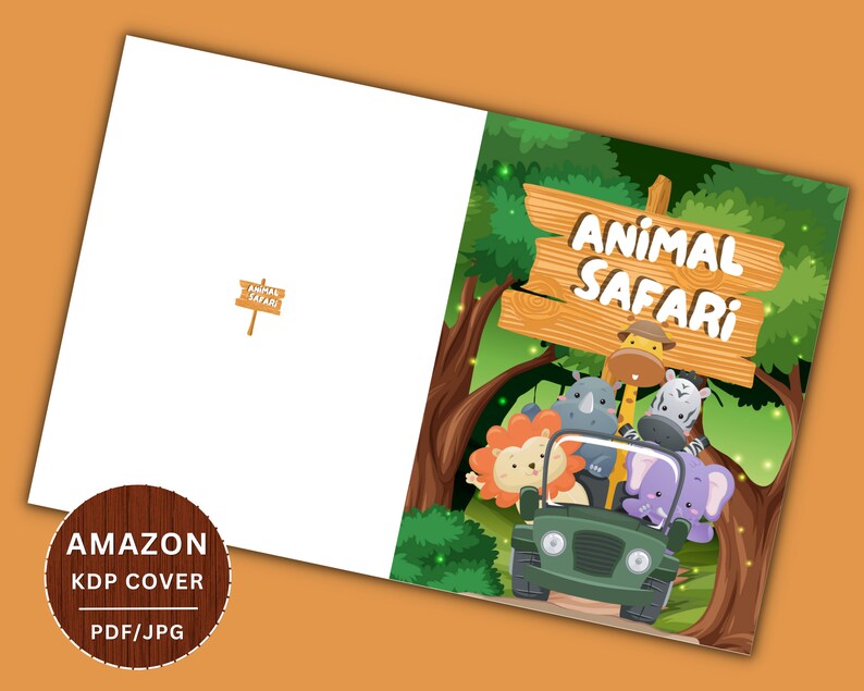 KDP Jungle Theme Book Cover Template, 8.5x11 Wild Animal Theme Cover ...