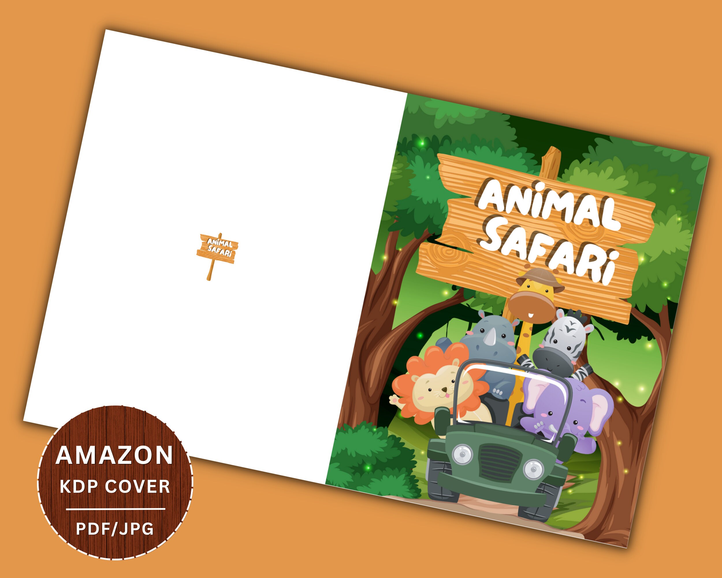 KDP Jungle Theme Book Cover Template, 8.5x11 Wild Animal Theme Cover ...