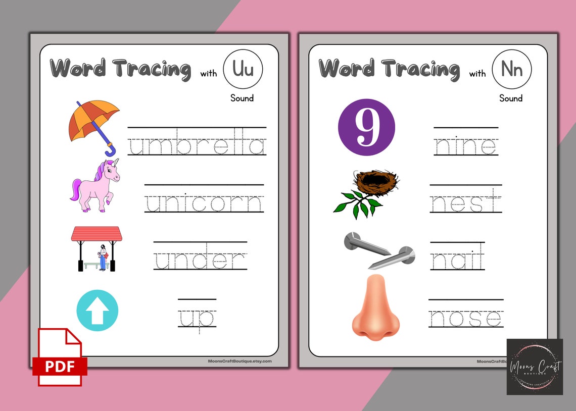 A to Z Alphabet Word Tracing Worksheets for Preschoolers and Elementary ...