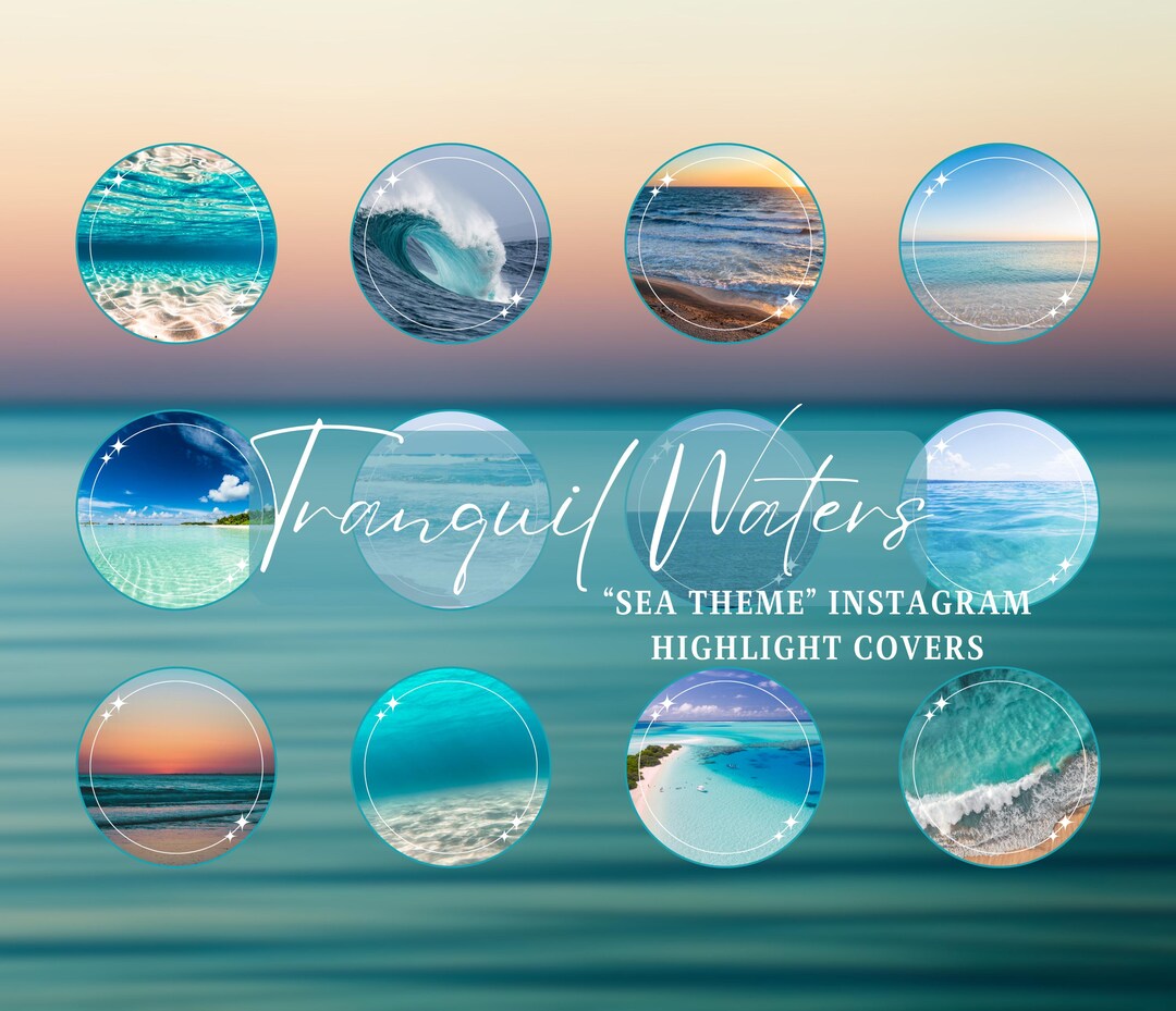 Sea-themed Instagram Highlight Covers DIY Editable Beach & Waves Covers ...