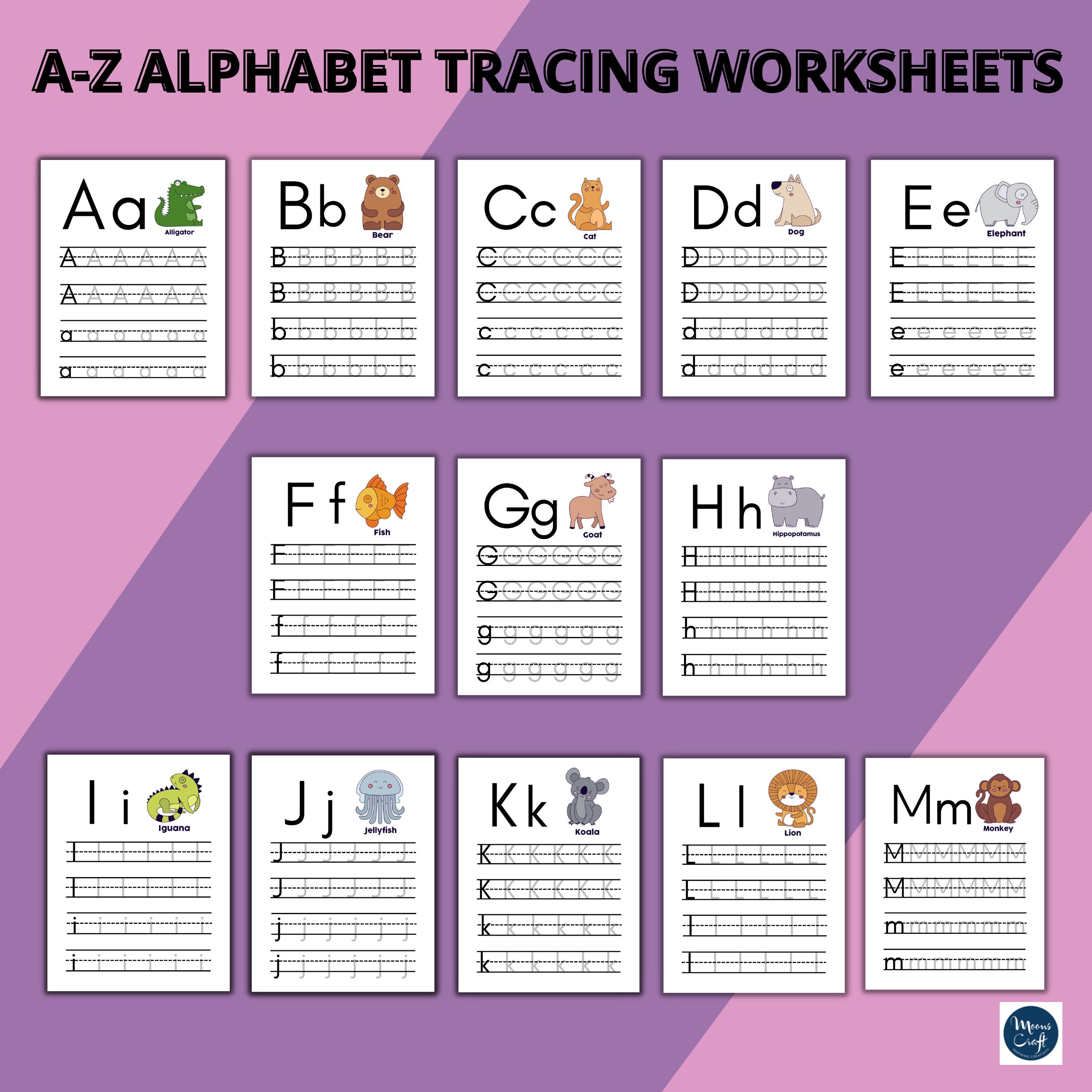 Printable Alphabet Tracing Worksheets / Pre-writing Worksheets ...