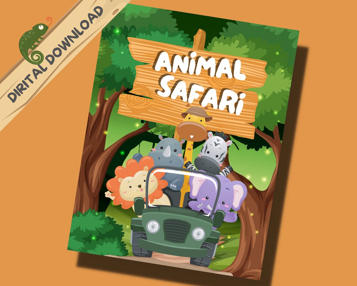 KDP Jungle Theme Book Cover Template, 8.5x11 Wild Animal Theme Cover ...