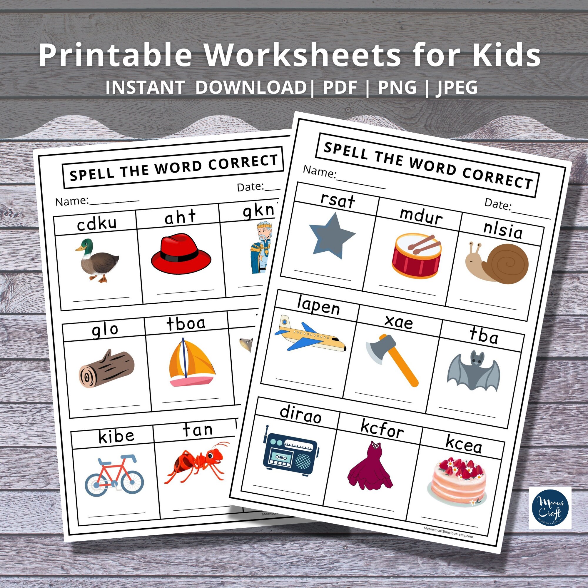 Spell the Word Correct Spelling Practice Printable Worksheets for Kids ...