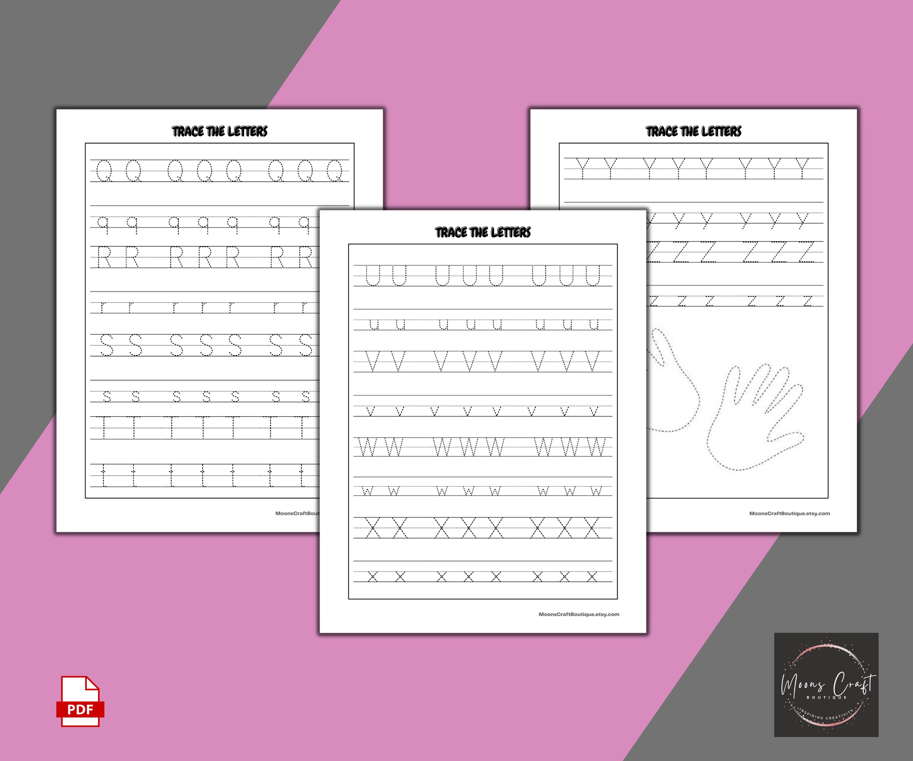 A-Z Alphabet Tracing Worksheets for Preschool & Elementary School Kids ...