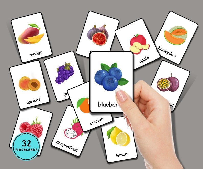 Printable Fruit Flashcards, Printable Flashcards, Fruits Flashcards ...