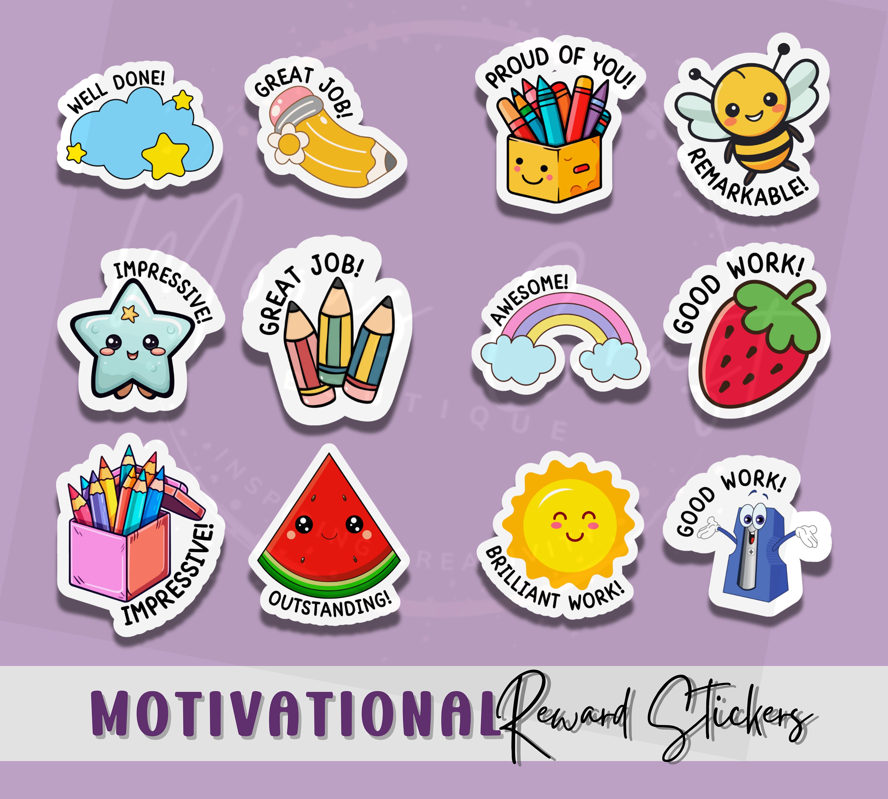 Reward Stickers Motivational Reward Stickers Colorful Fun Sticker Cute ...