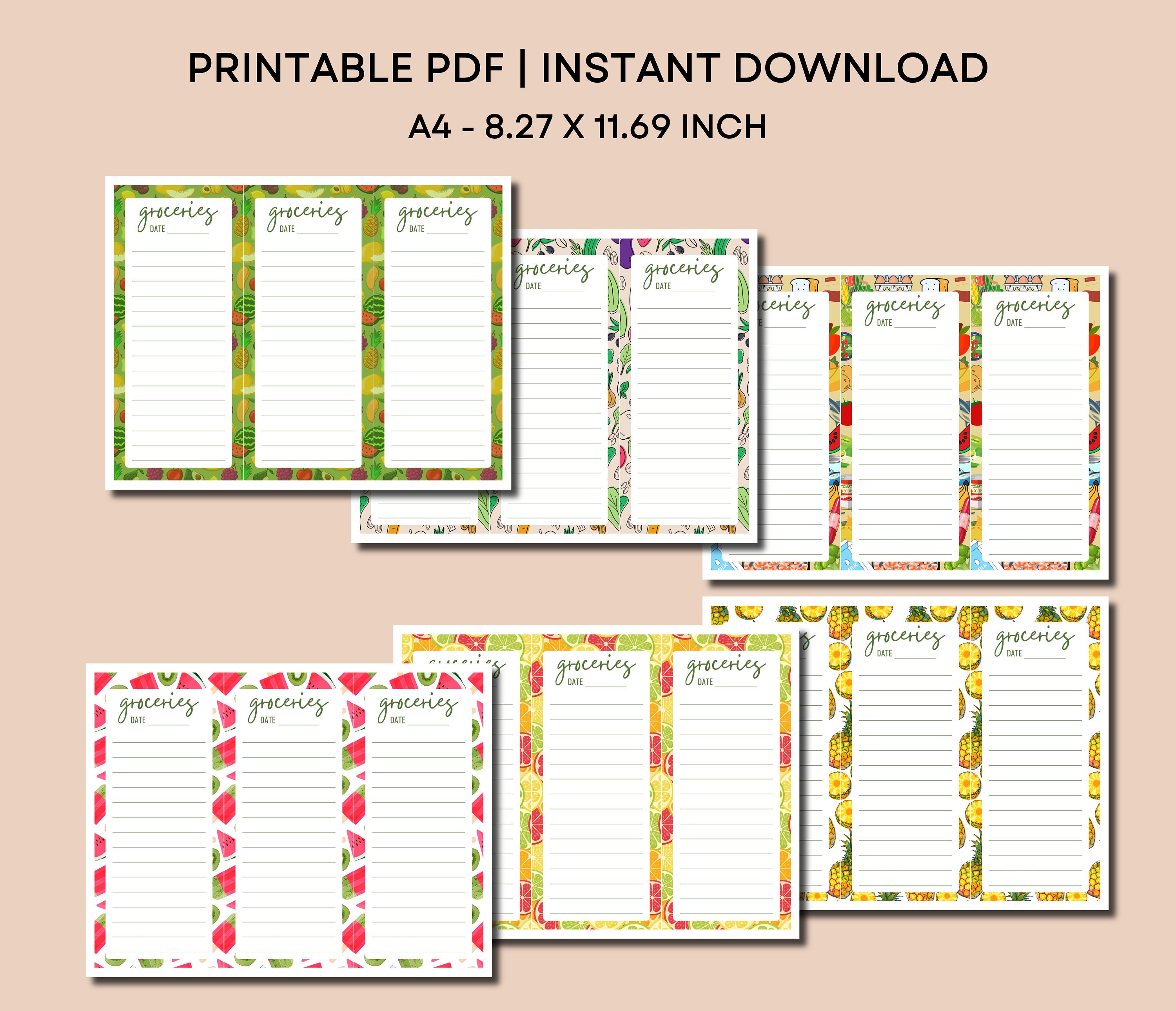 Printable Grocery Notepad DIY Notepad Grocery List Notepad Grocery ...