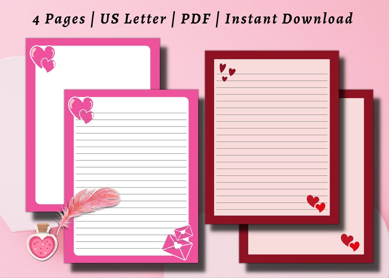 Printable Valentine's Day Stationery Valentine's Day Letter Writing ...