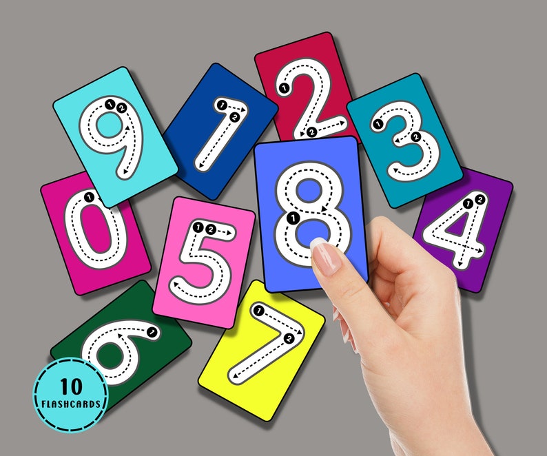 Numbers Tracing Flashcards, 0-9 Number Tracing, Number Flashcards, Home ...